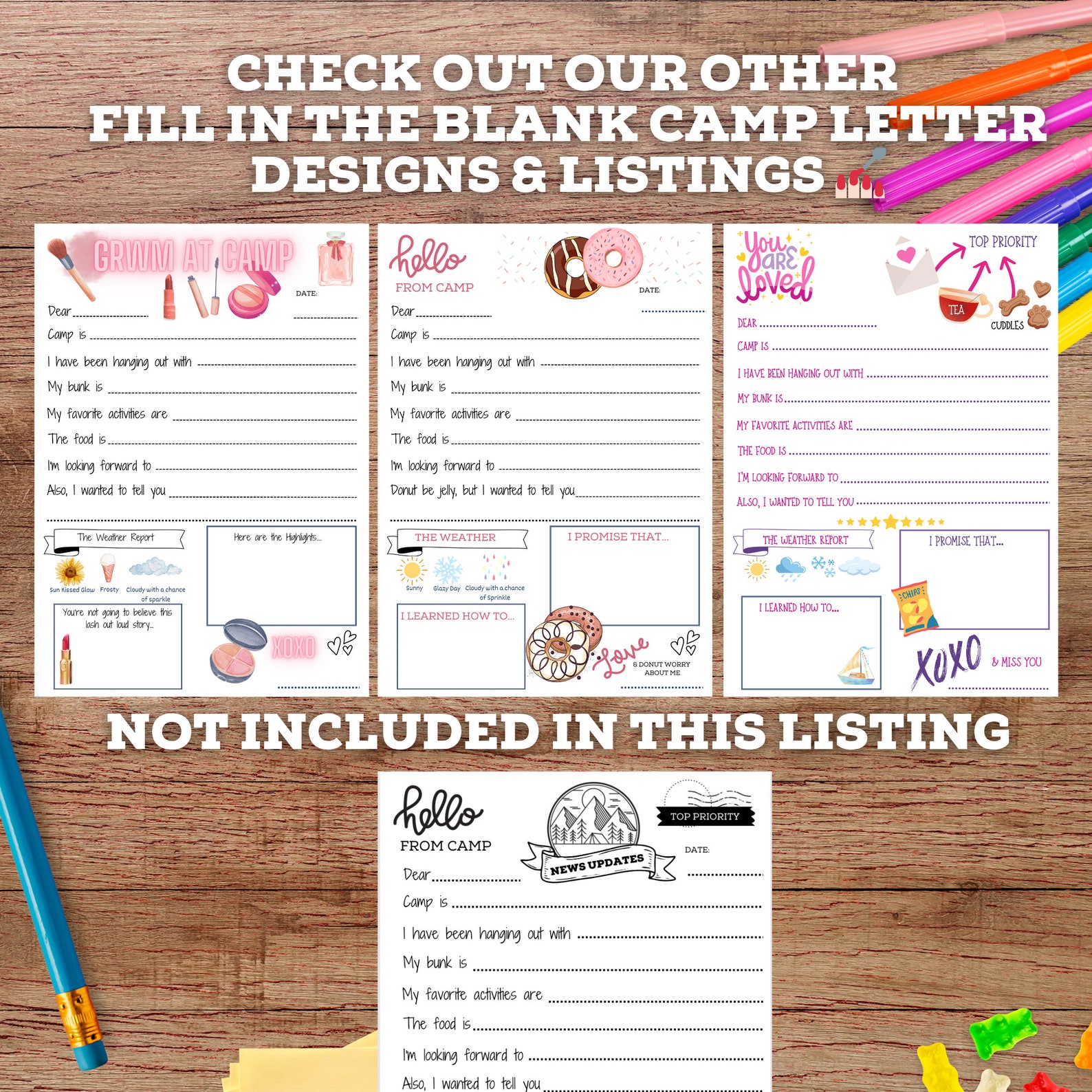 DITL Day in the Life Fill in the Blank Camp Letter, Camp Note Printable ...