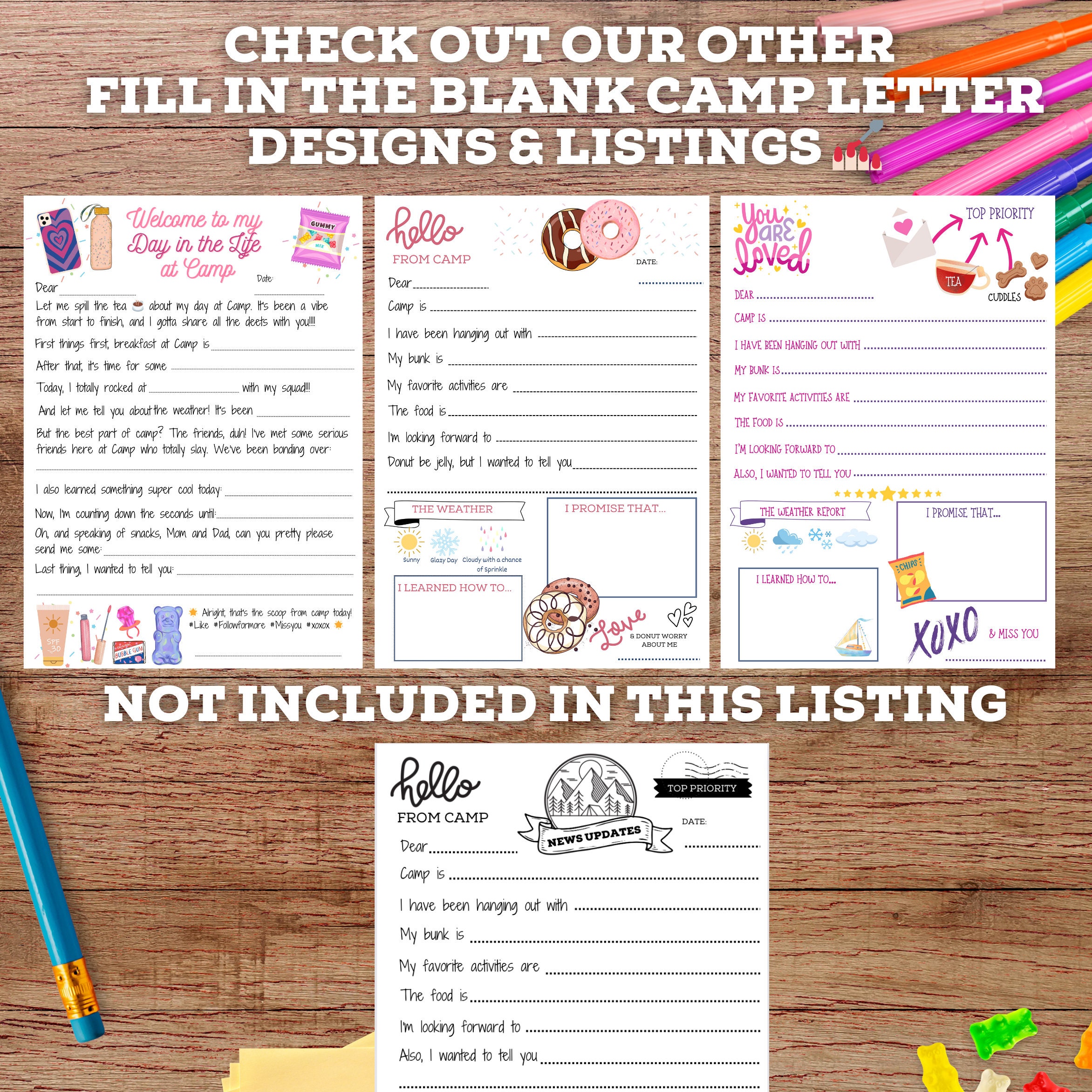 GRWM Fill in the Blank Camp Letter, Camp Note Printable, Summer Camp ...