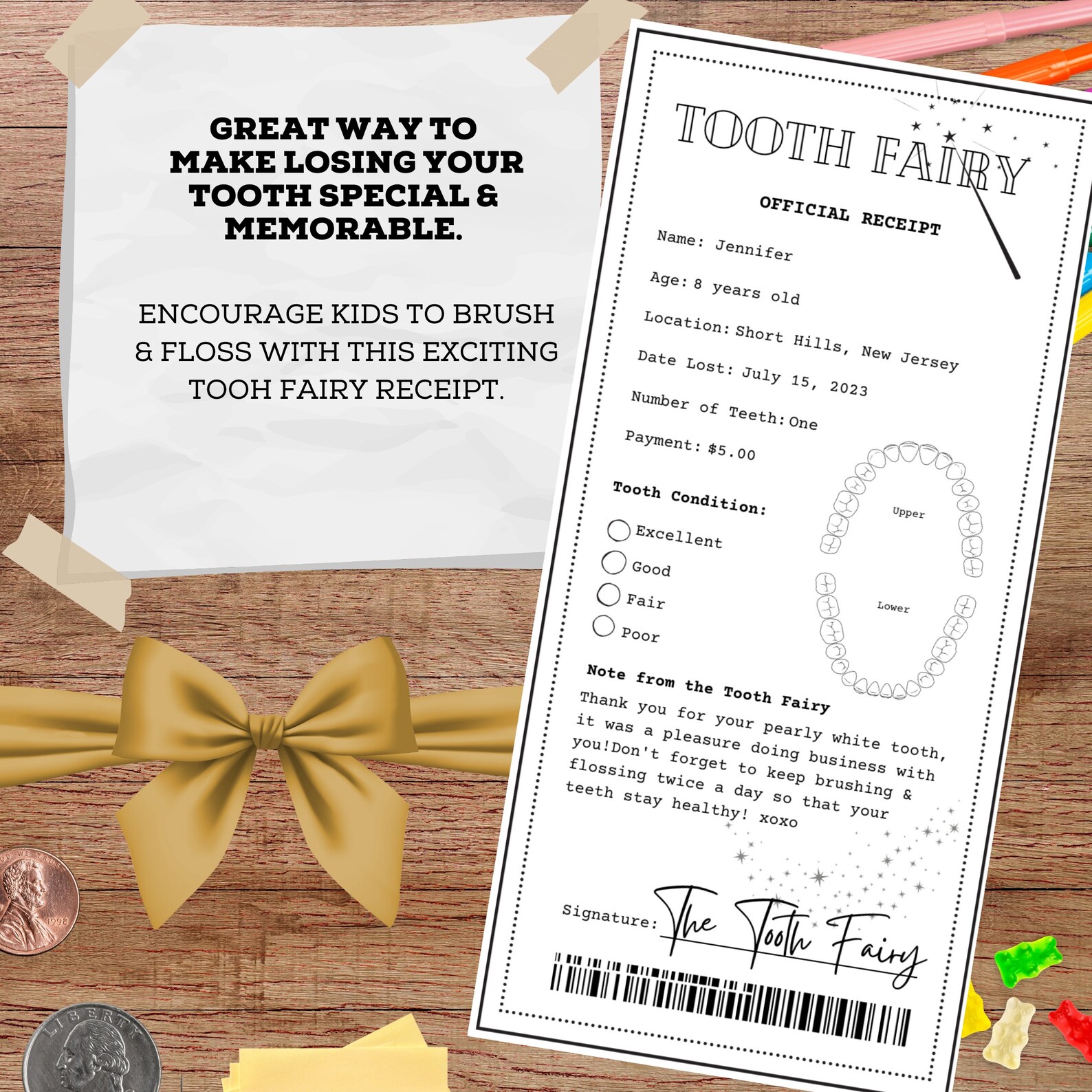 Fill in the Blank Tooth Fairy Receipt Printable Certificate | First ...