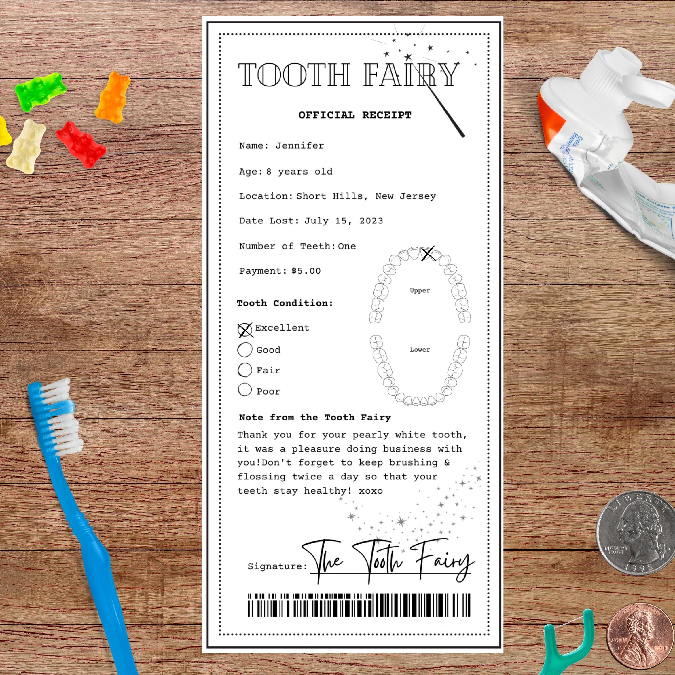 Fill in the Blank Tooth Fairy Receipt Printable Certificate | First ...