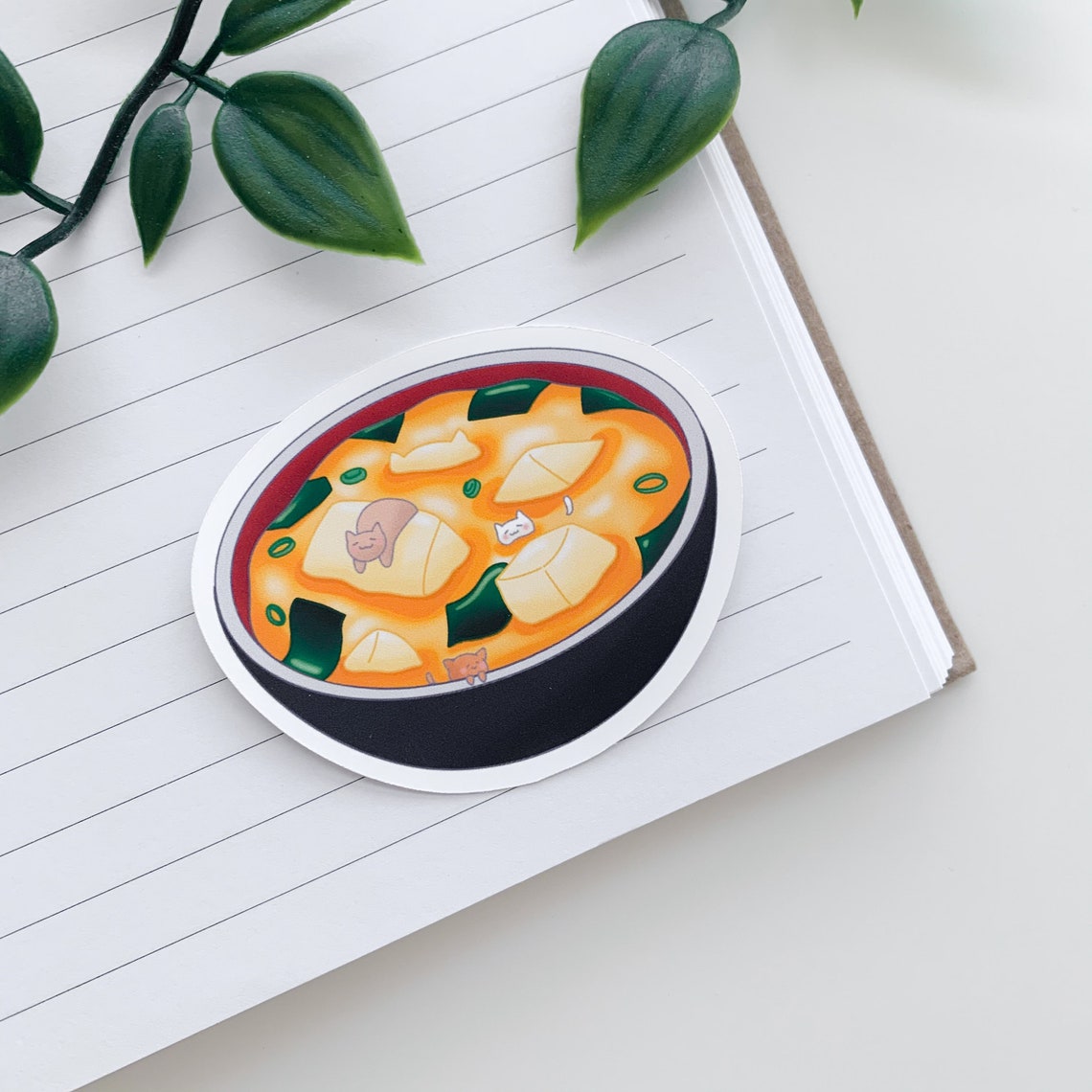 Cute Miso Soup With Cats Sticker Matte Waterproof Asian Food Etsy