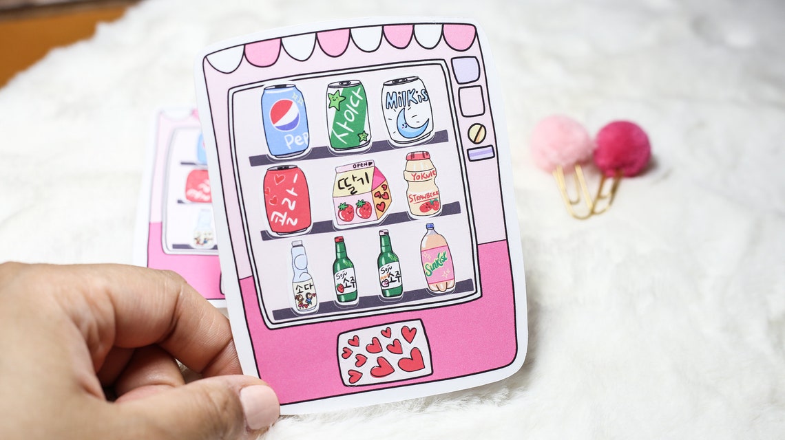 Pink Drink Vending Machine Sticker | Korean Food Sticker, Asian Food ...