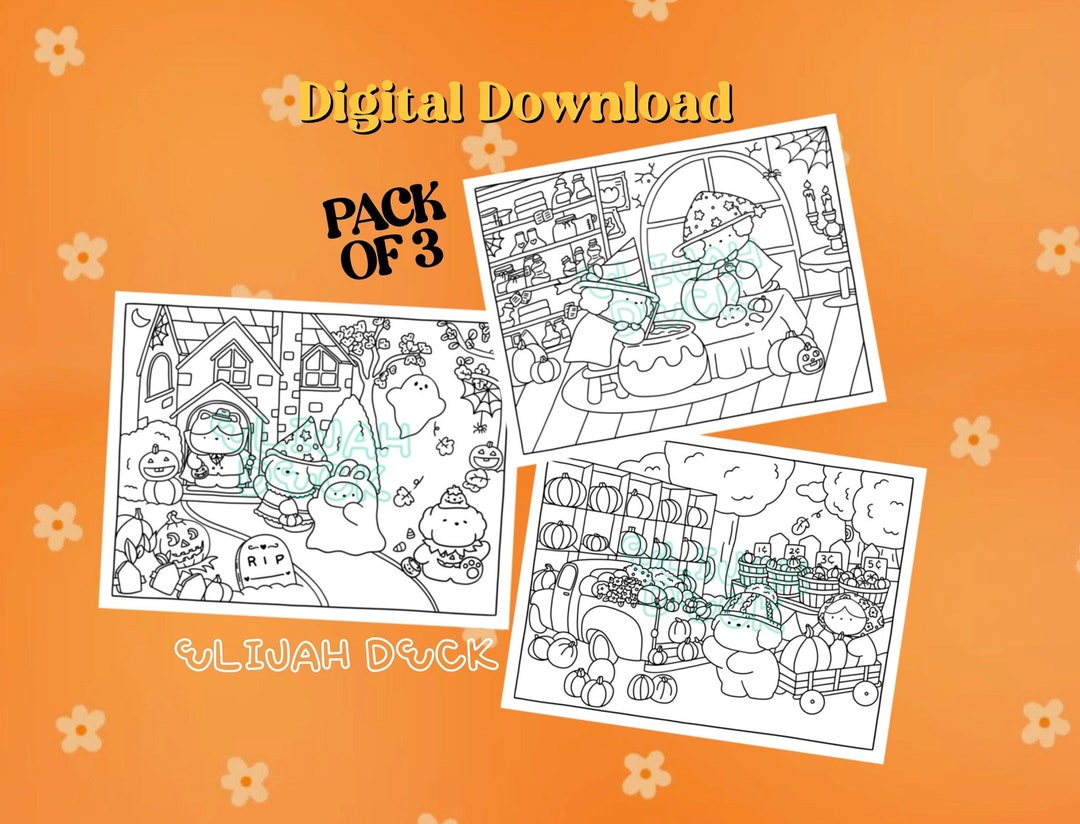 Halloween Pumpkin Coloring Pack of 3 | DIGITAL DOWNLOAD - Etsy