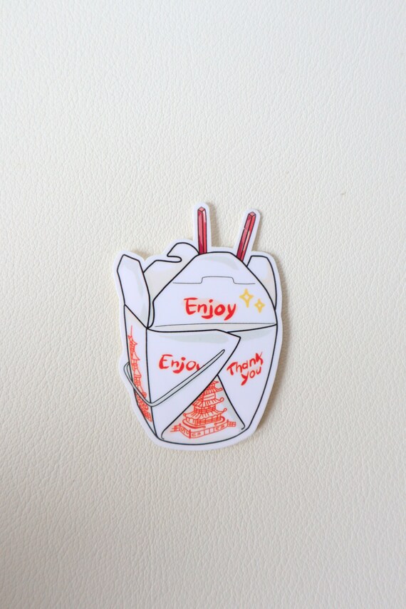 Chinese Take-out Box Sticker Chinese Food Sticker Asian - Etsy