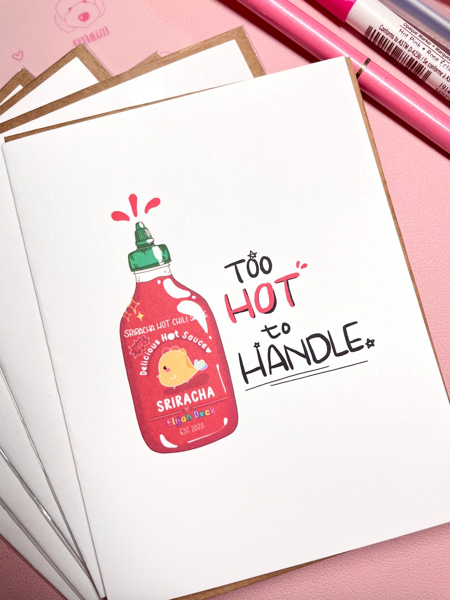 Too Hot to Handle | Hot Sauce Card, Greeting Card, Asian Food Card ...