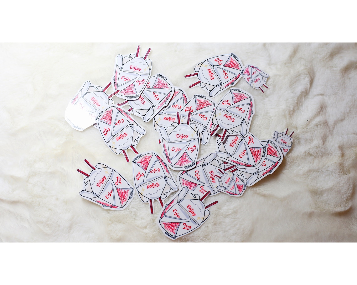 Chinese Take-out Box Sticker Chinese Food Sticker Asian | Etsy