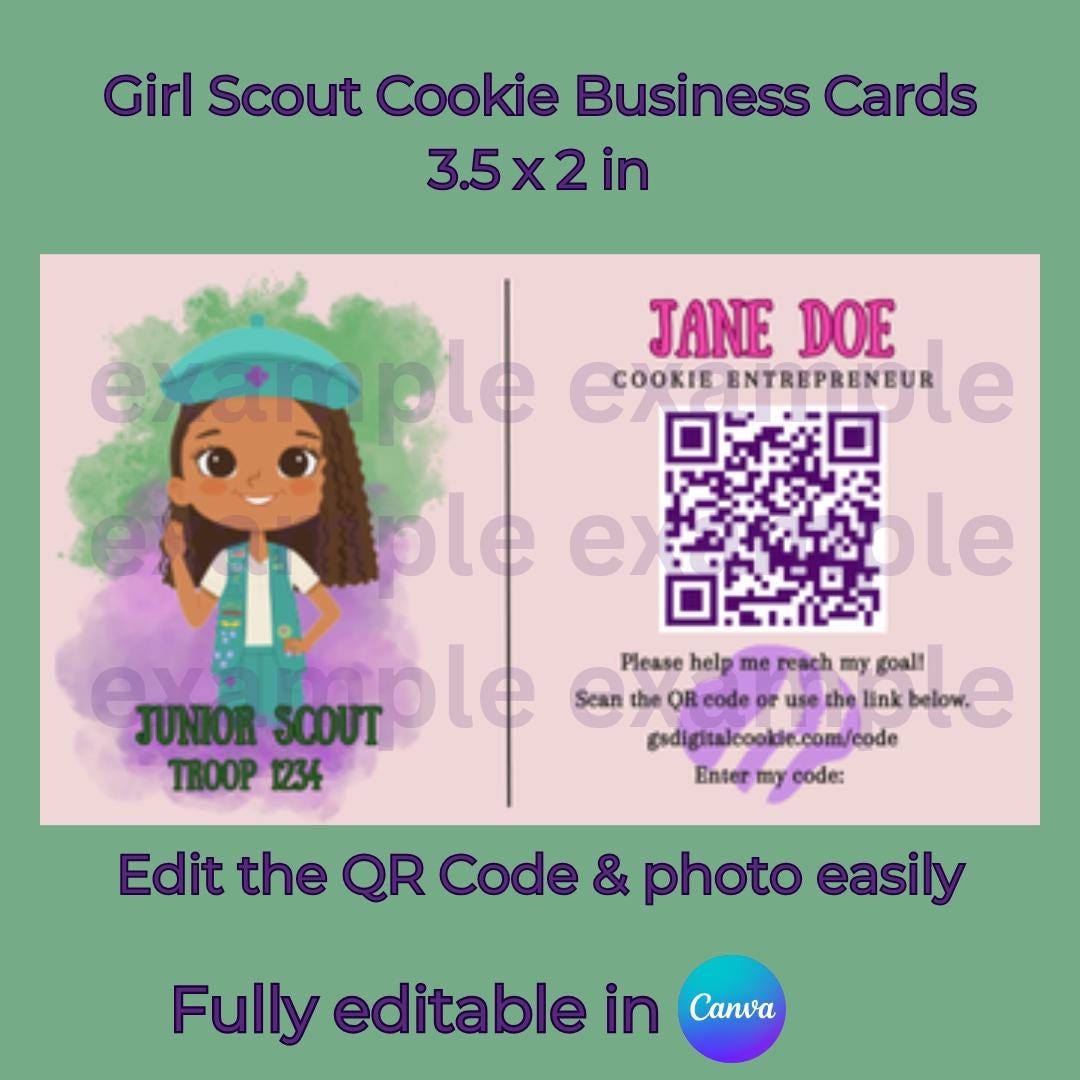 Editable Girl Scout Business Card Template Boost Cookie Sales - Etsy
