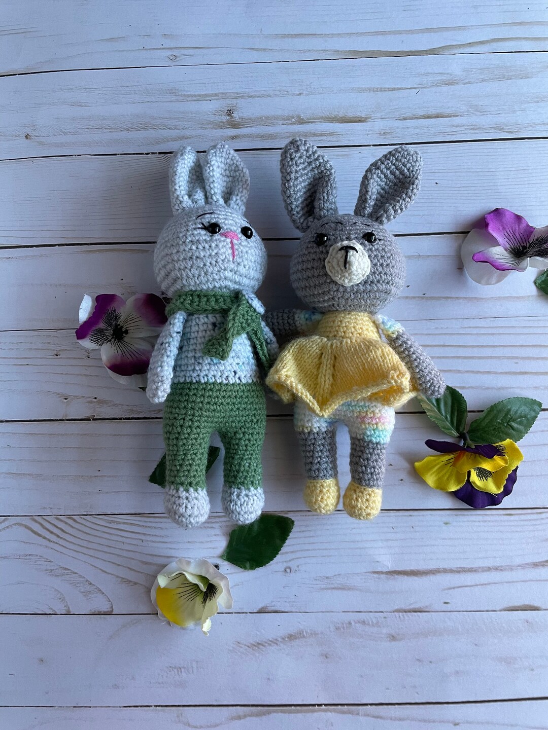 Emma the Bunny Girl in Yellow Dress. Crocheted Handmade Stuffed Toy - Etsy
