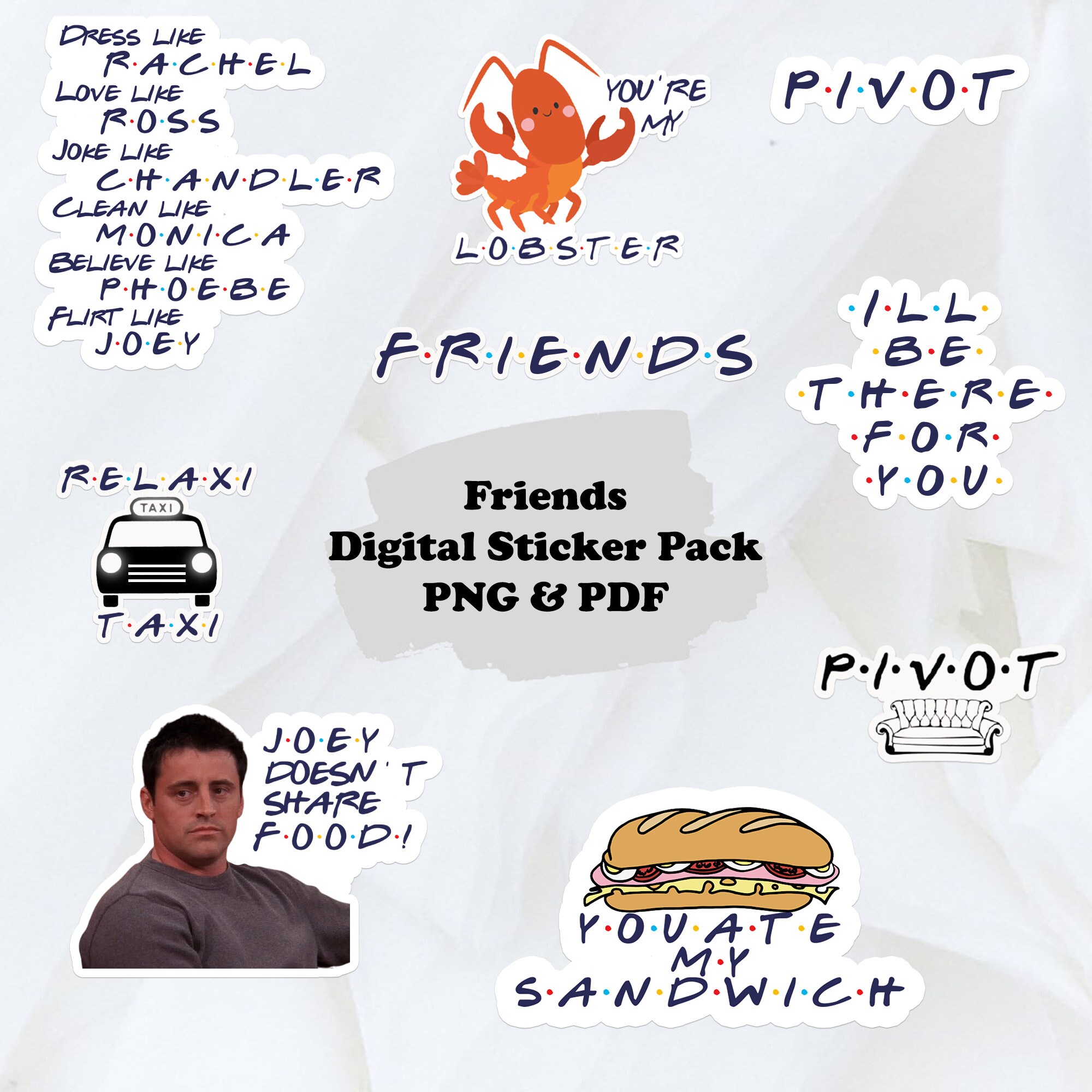 Friends Sticker Pack, Friends Digital Stickers, Digital Friends Sticker ...