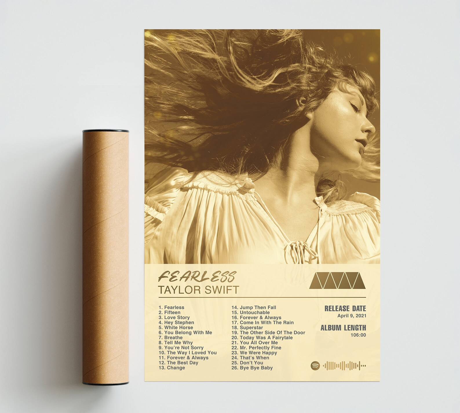 Taylor Swift Poster Fearless Poster Taylor Swift Tracklist - Etsy