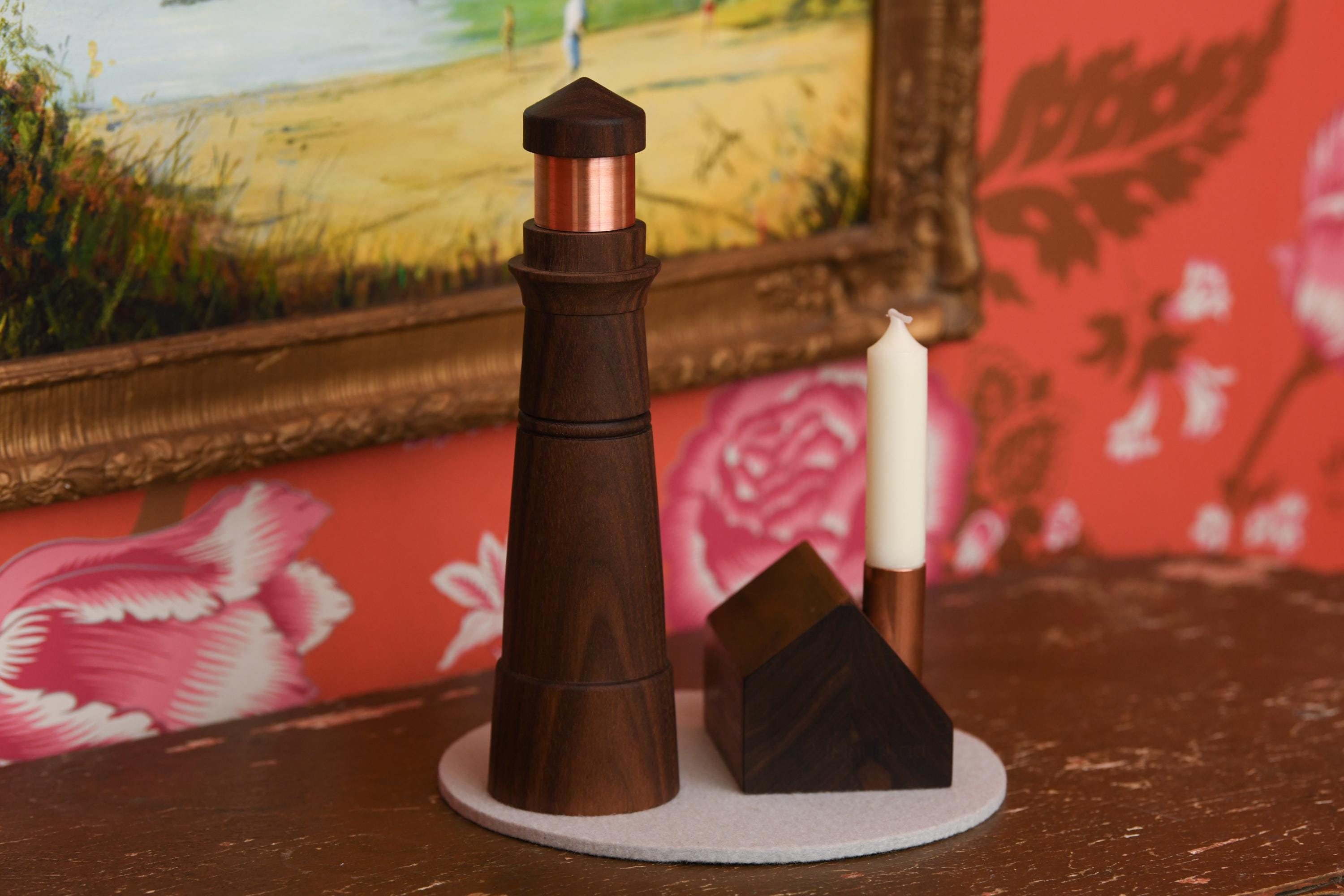 Handcrafted Walnut Wood Lighthouse With Copper Lens - Nautical Decor - Etsy