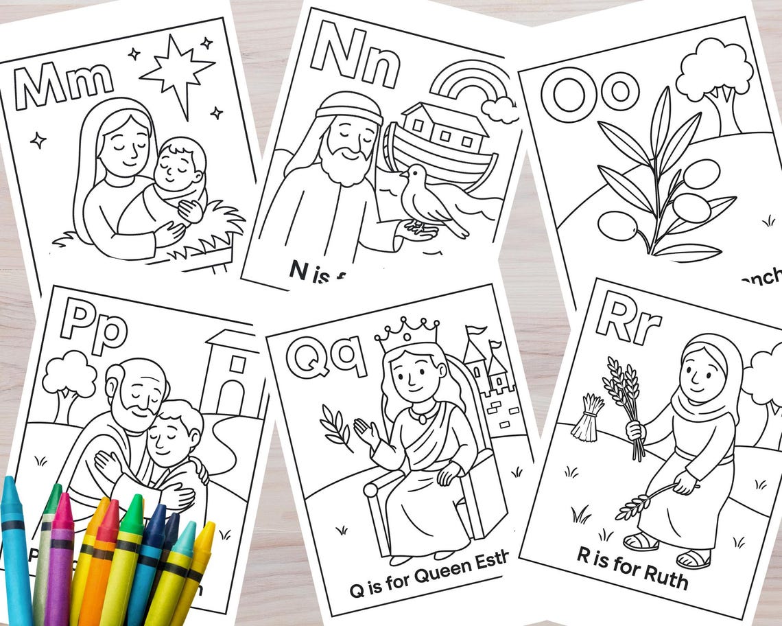 Christian Abcs Coloring Book: Faith-based Alphabet Pages (digital ...