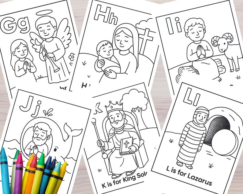 Christian Abcs Coloring Book: Faith-based Alphabet Pages (digital ...