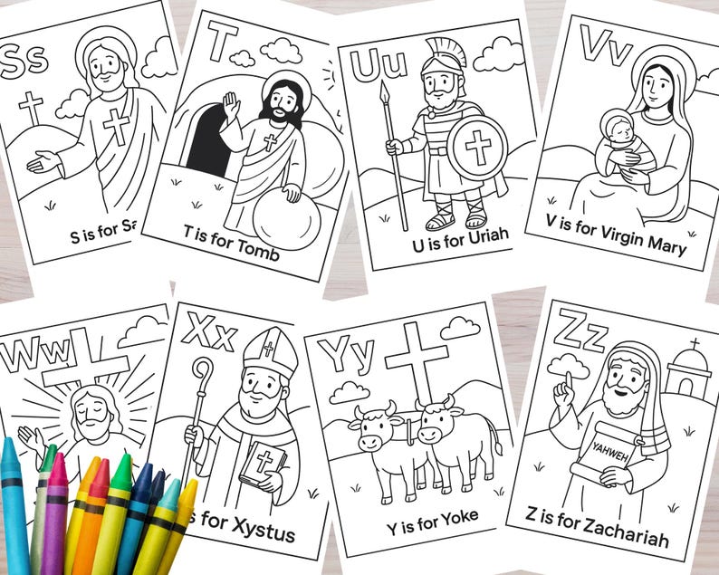 Christian Abcs Coloring Book: Faith-based Alphabet Pages (digital ...