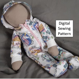 9-13" Footie Pajamas With Hood Sewing Pattern (instant Download PDF) - Etsy