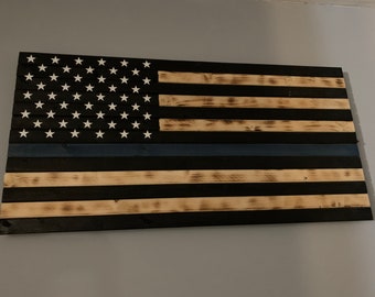Thin Blue Line Wooden Flag - Etsy