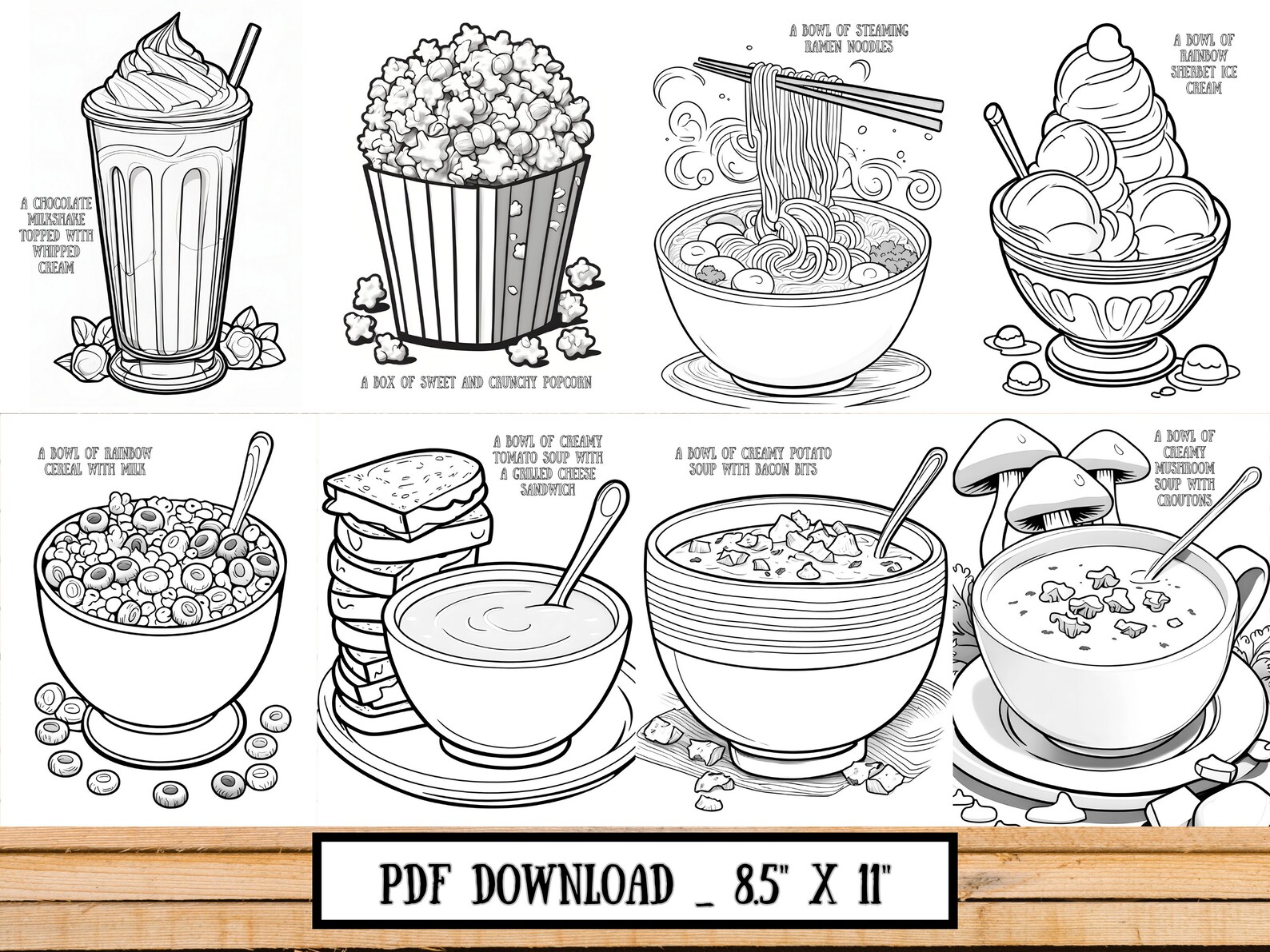 Junk Food Coloring Pages for Adults and Kids - 60 Pages + Free Cover ...