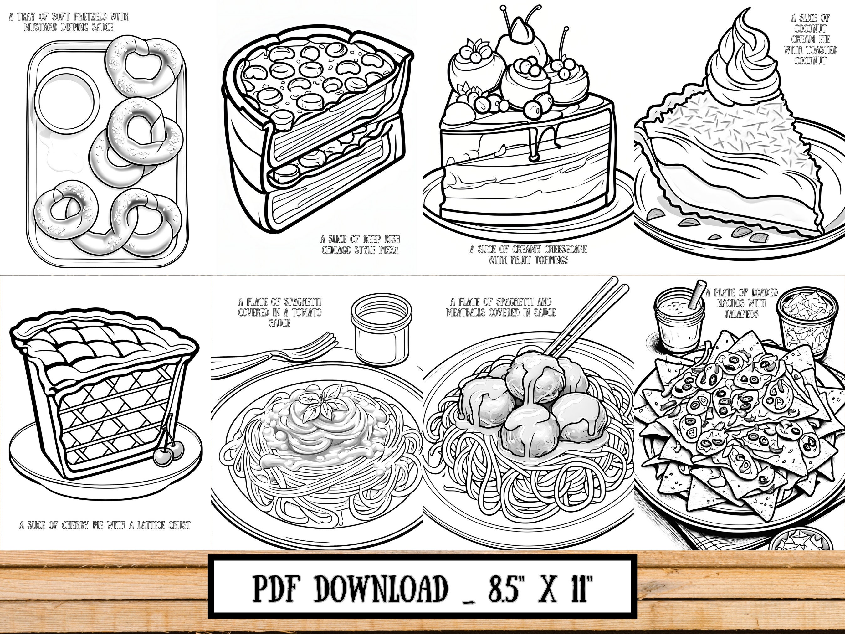 Junk Food Coloring Pages for Adults and Kids - 60 Pages + Free Cover ...