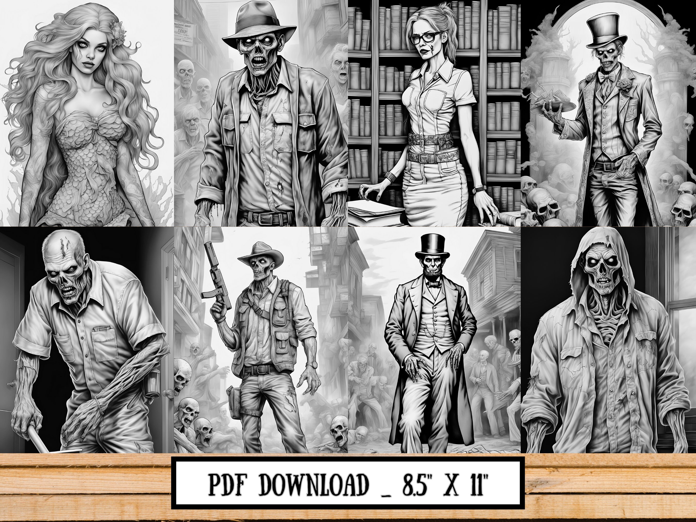 Creepy Zombie Coloring Book Adults- Halloween - Ghost - Bundle ...