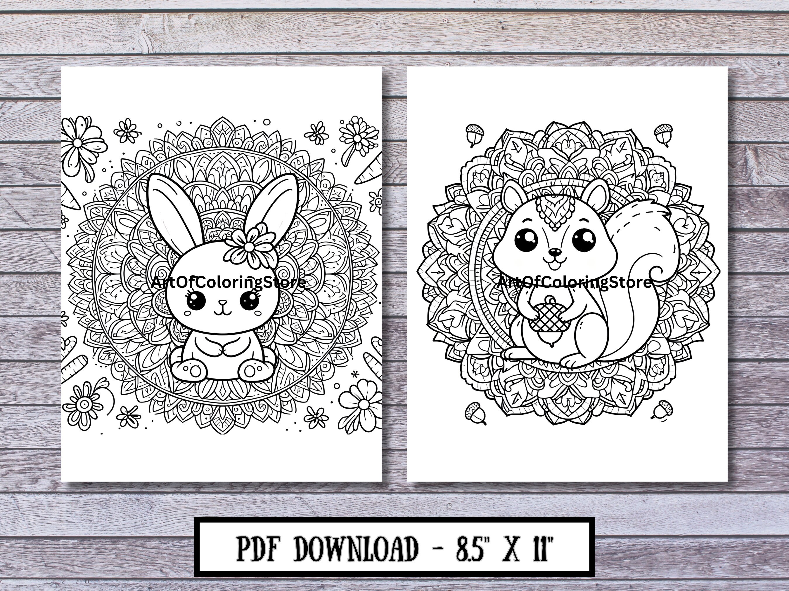 Animal Mandala A Relaxing Coloring Pages for Adults and Kids Bundles ...