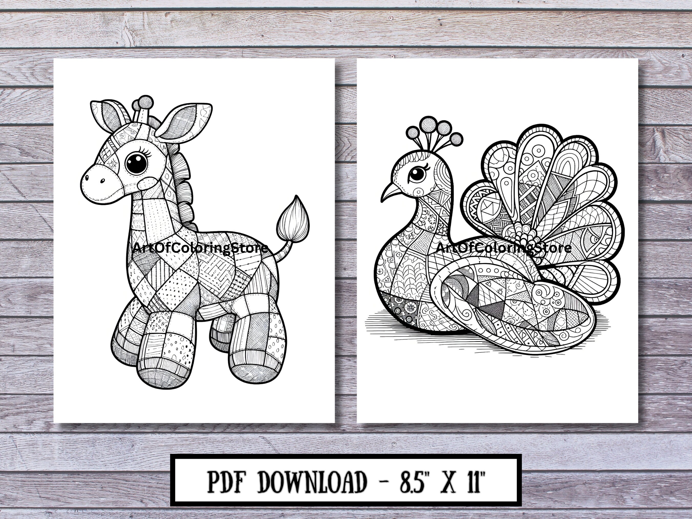 Patchwork Toy Animals Fun Coloring for Adults Bundles - 65 Pages ...