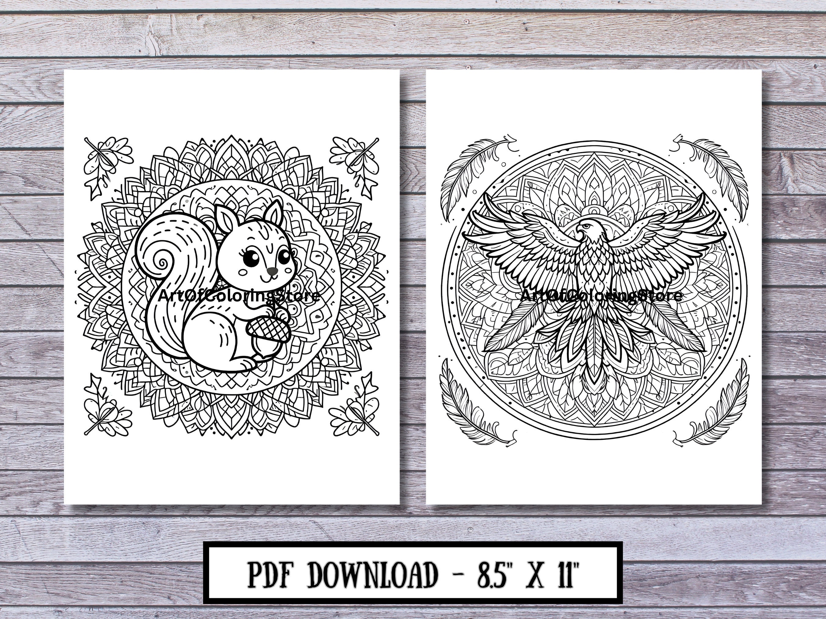 Animal Mandala A Relaxing Coloring Pages for Adults and Kids Bundles ...
