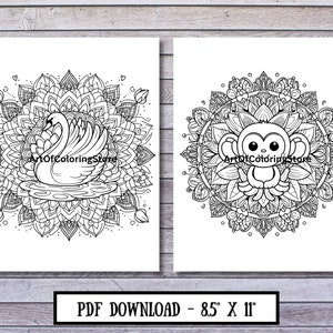 Animal Mandala A Relaxing Coloring Pages for Adults and Kids Bundles ...