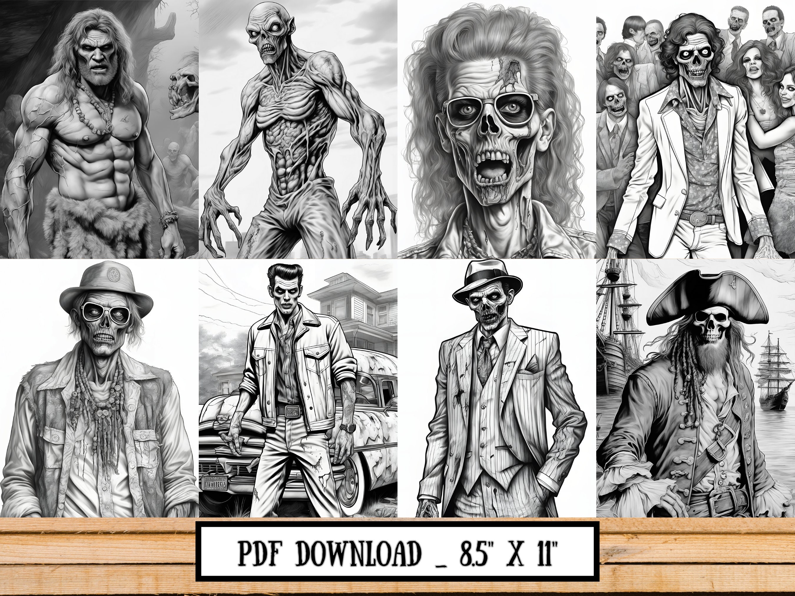Creepy Zombie Coloring Book Adults- Halloween - Ghost - Bundle ...