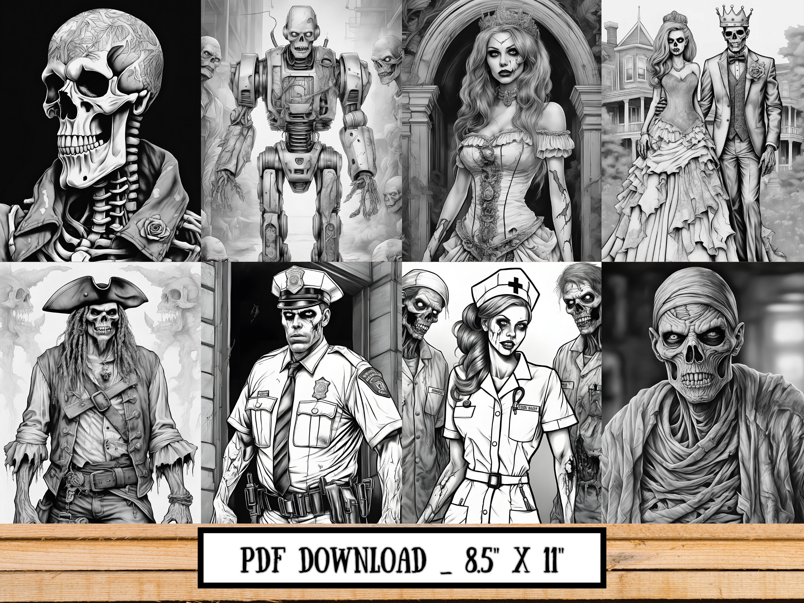 Creepy Zombie Coloring Book Adults- Halloween - Ghost - Bundle ...