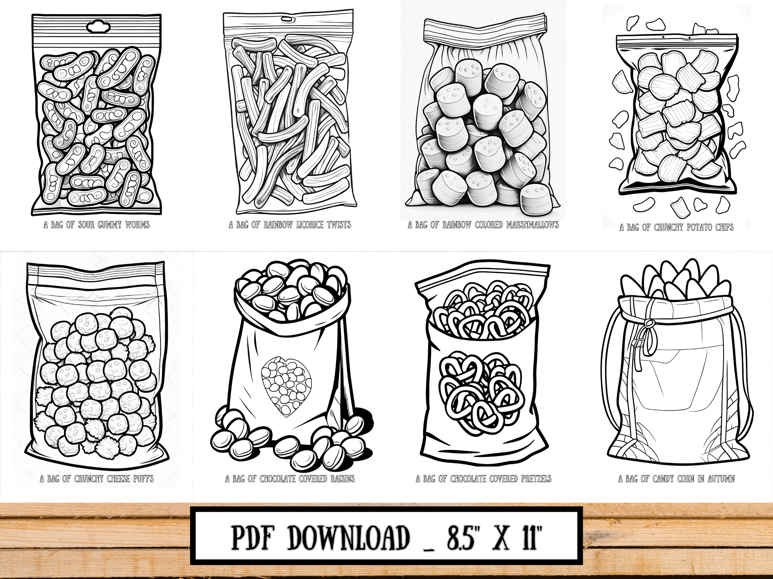 Junk Food Coloring Pages for Adults and Kids - 60 Pages + Free Cover ...