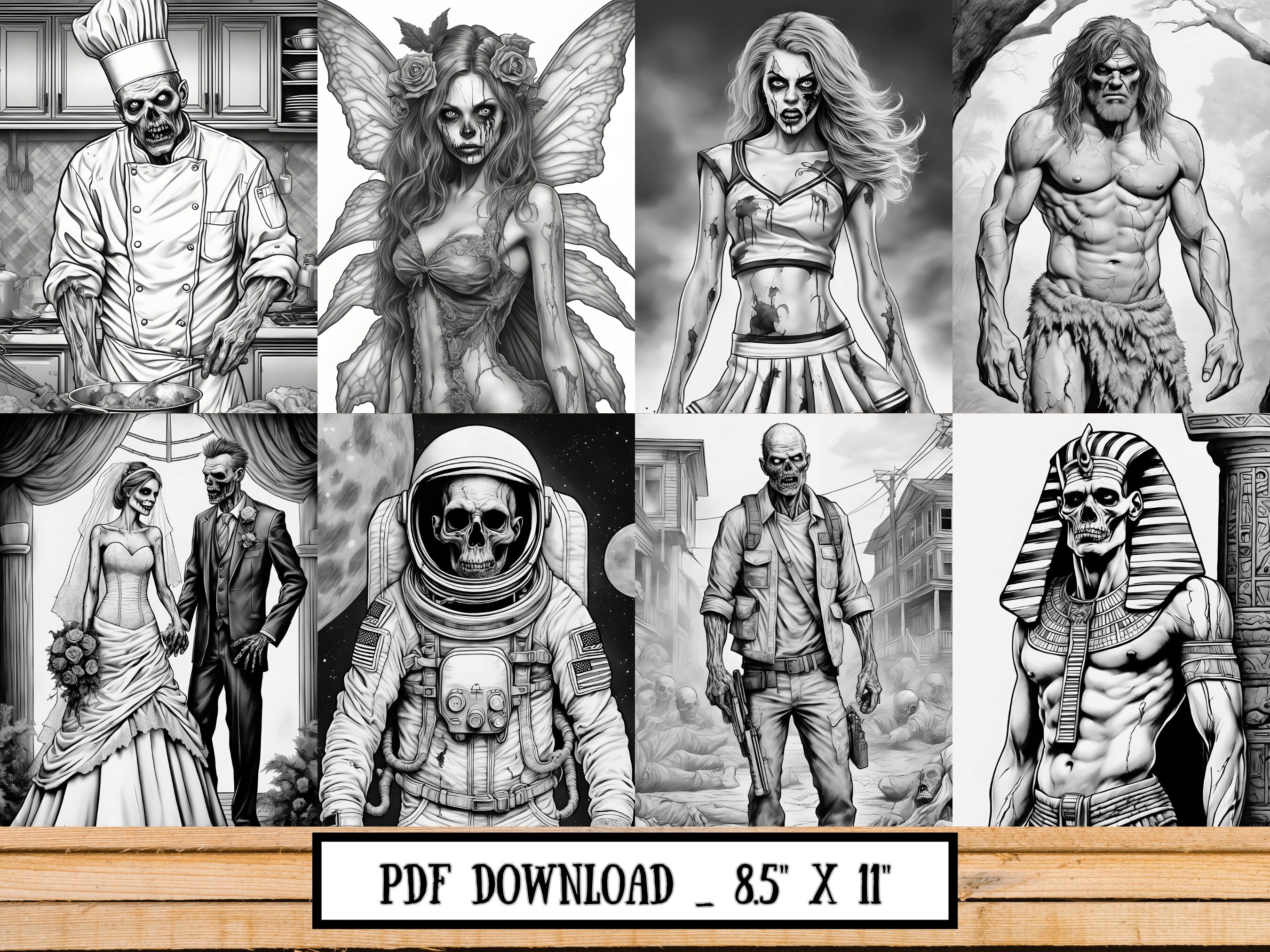 Creepy Zombie Coloring Book Adults- Halloween - Ghost - Bundle ...