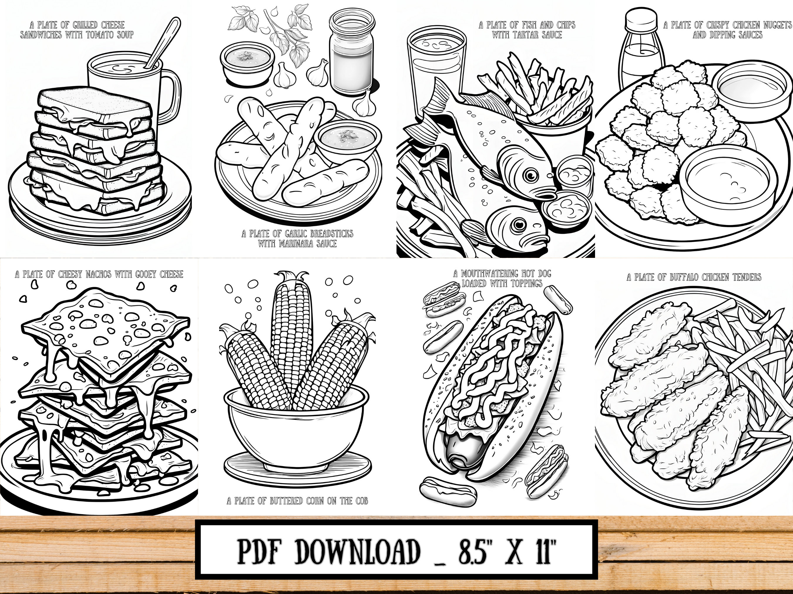 Junk Food Coloring Pages for Adults and Kids - 60 Pages + Free Cover ...