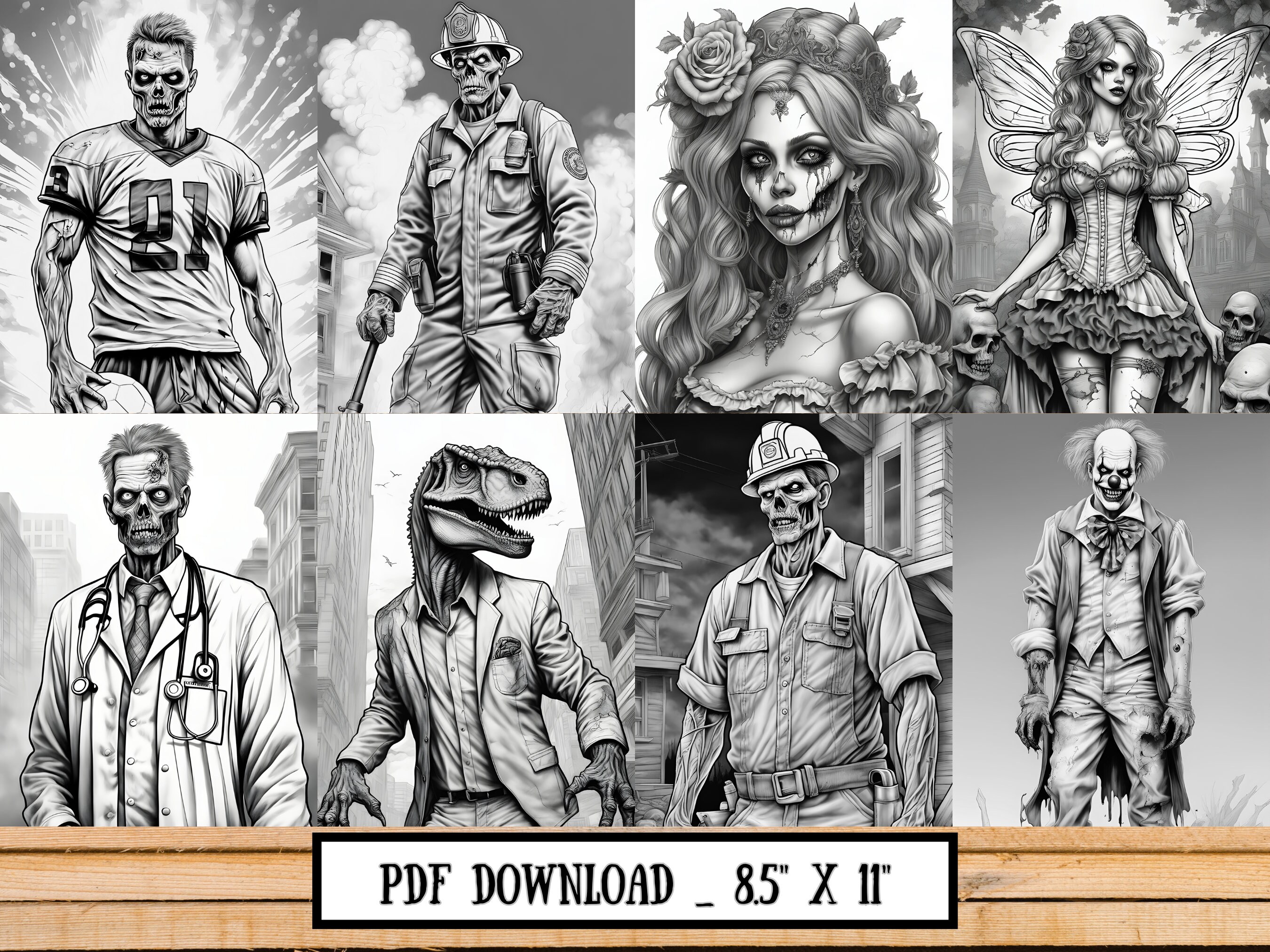 Creepy Zombie Coloring Book Adults- Halloween - Ghost - Bundle ...