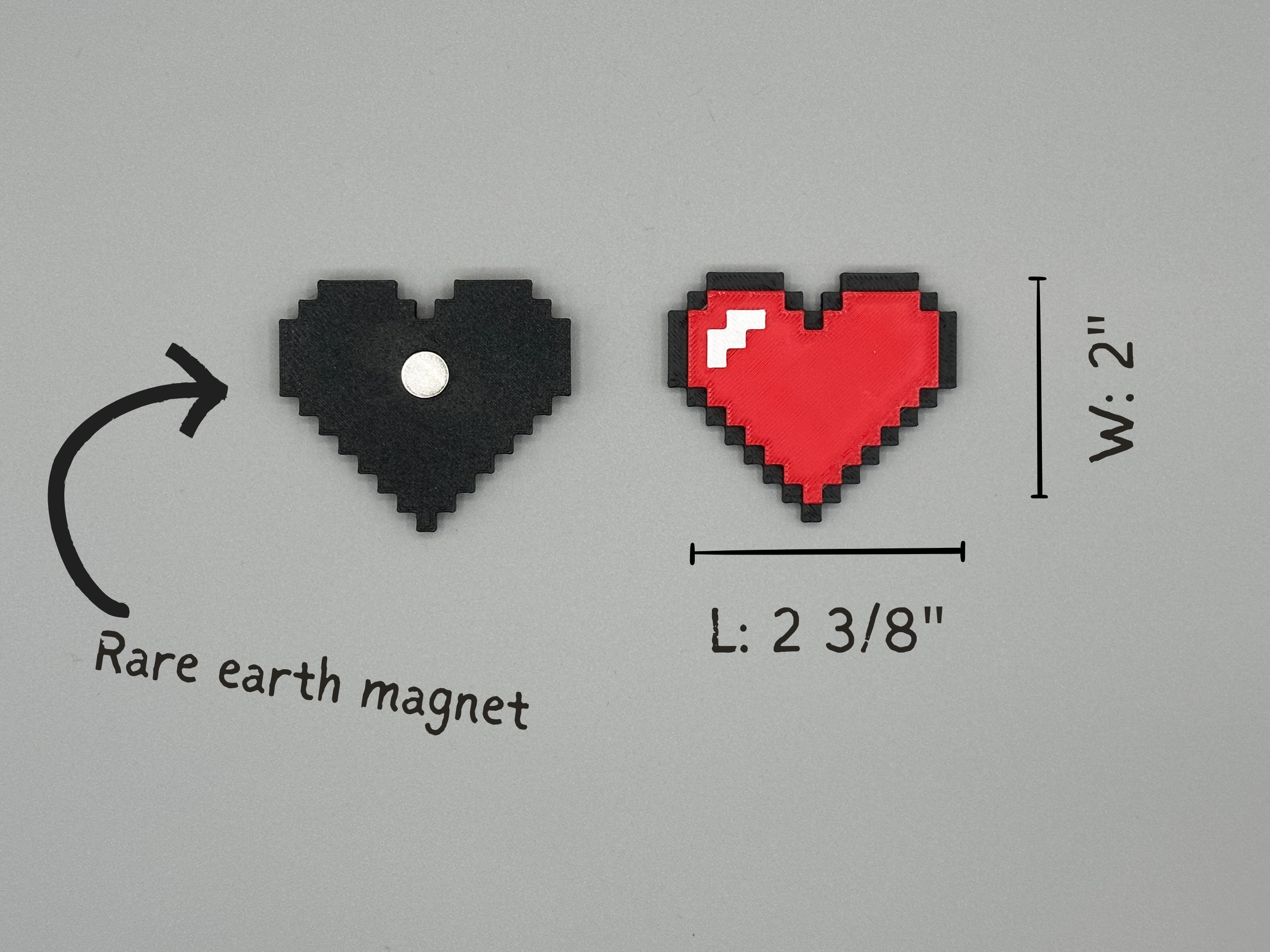 Retro Pixel Heart Magnet Gamer Gift Home Decor 3D Printed - Etsy