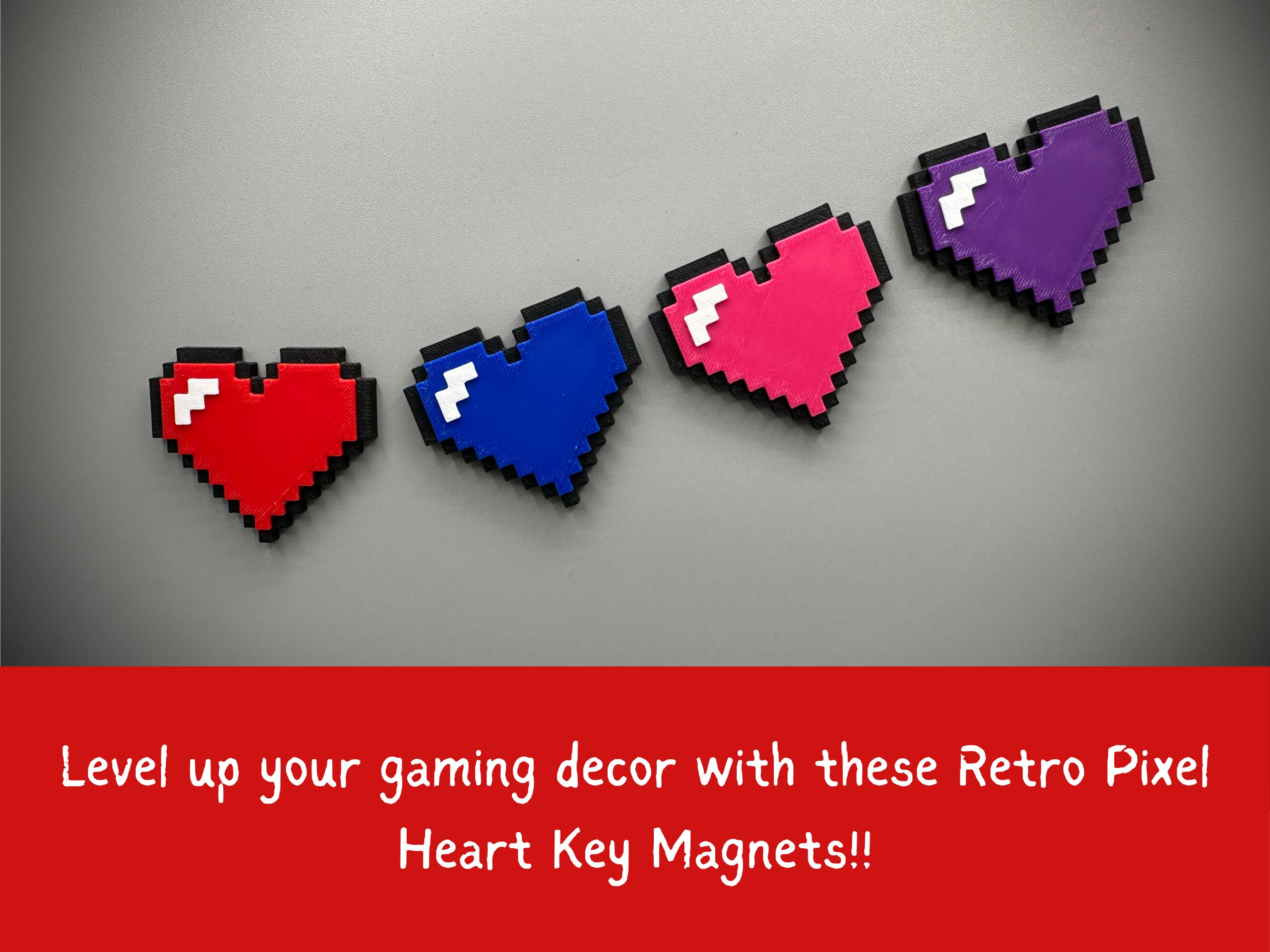 Retro Pixel Heart Magnet Gamer Gift Home Decor 3D Printed - Etsy