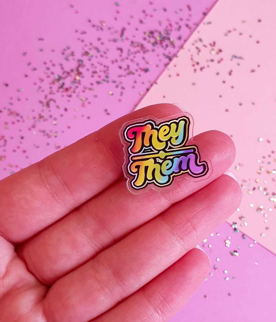 They / Them Pin, Pronoun Pins, Nonbinary Accessories, Acrylic Pin, Ally ...