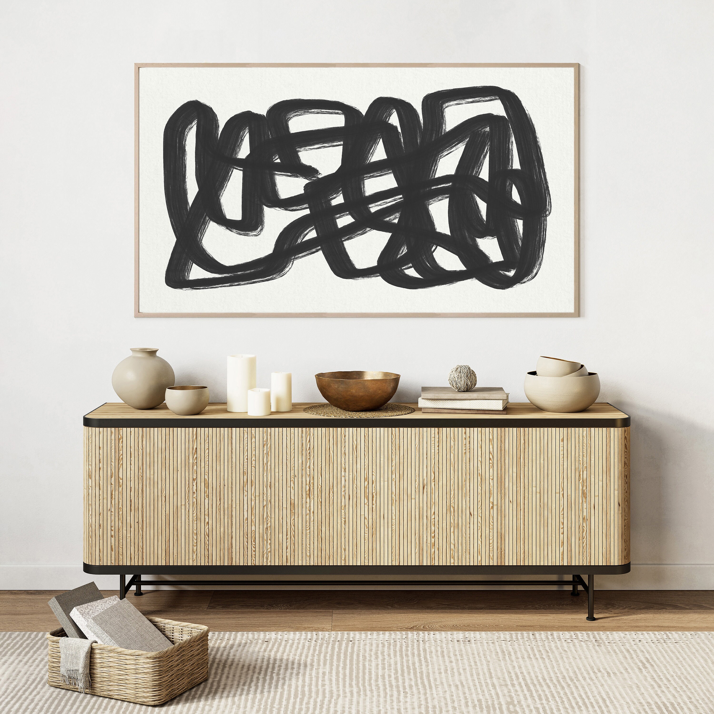 Samsung Frame TV Art Set of 4 Abstract Monochrome Black and - Etsy