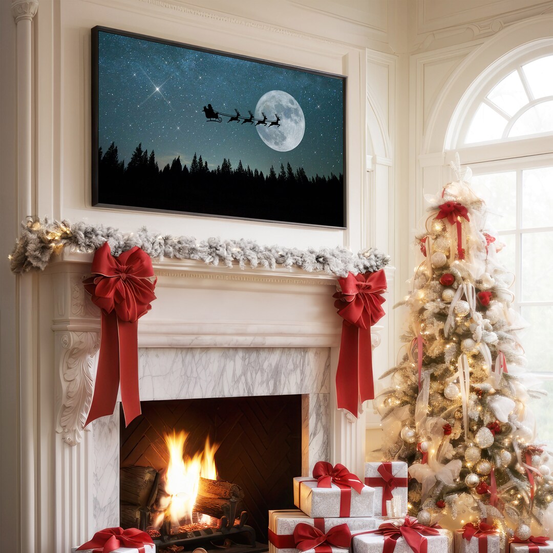 Samsung Frame TV Art for Christmas, Santa's Sleigh, Winter, Snow ...