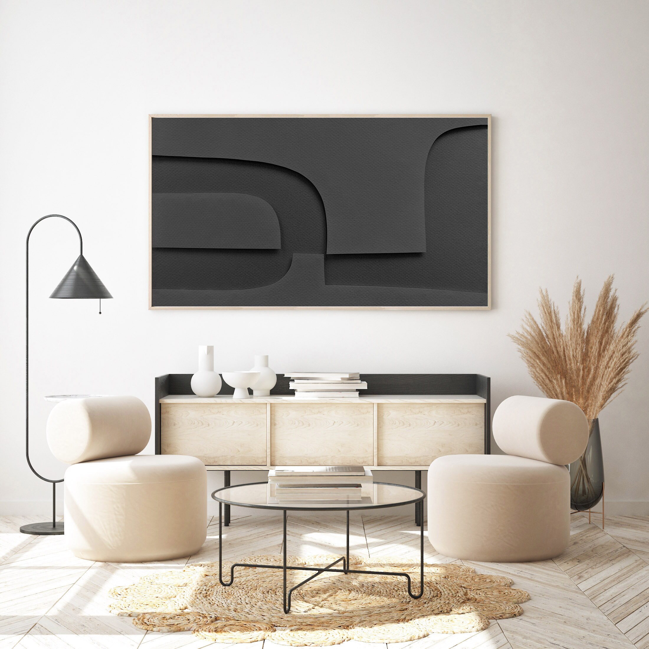Samsung Frame TV Art Set of 4 Abstract Monochrome Black and - Etsy