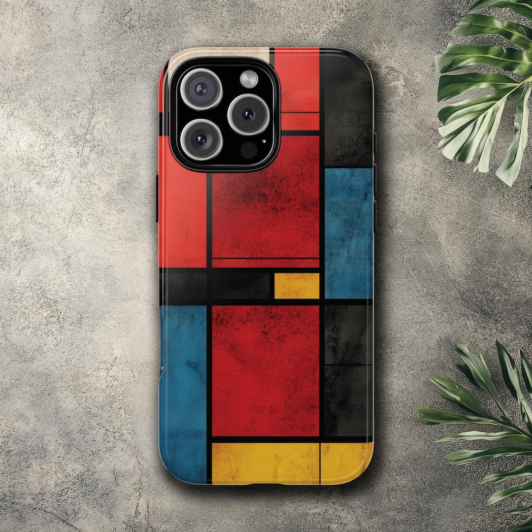 Grunge De Stijl Geometric Modern Art Phone Case, Cubist Expressionist ...