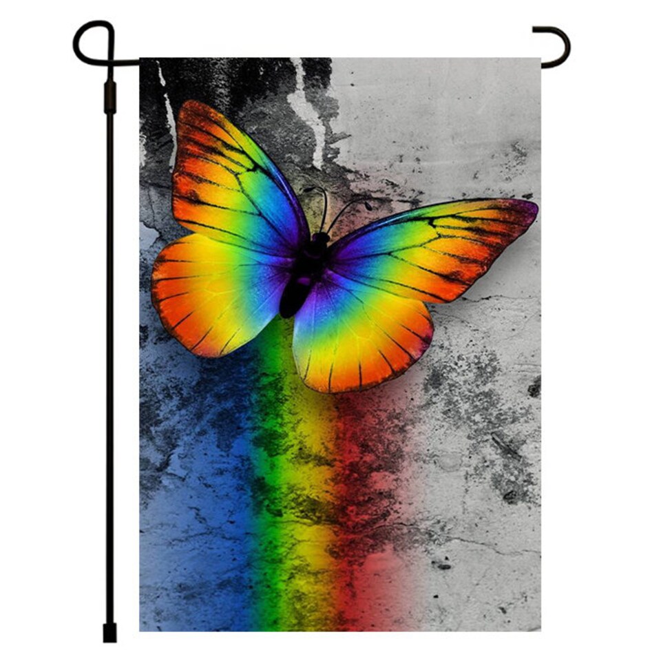 Butterfly Rainbow Garden Flag - Transgender Butterfly Garden Flag ...