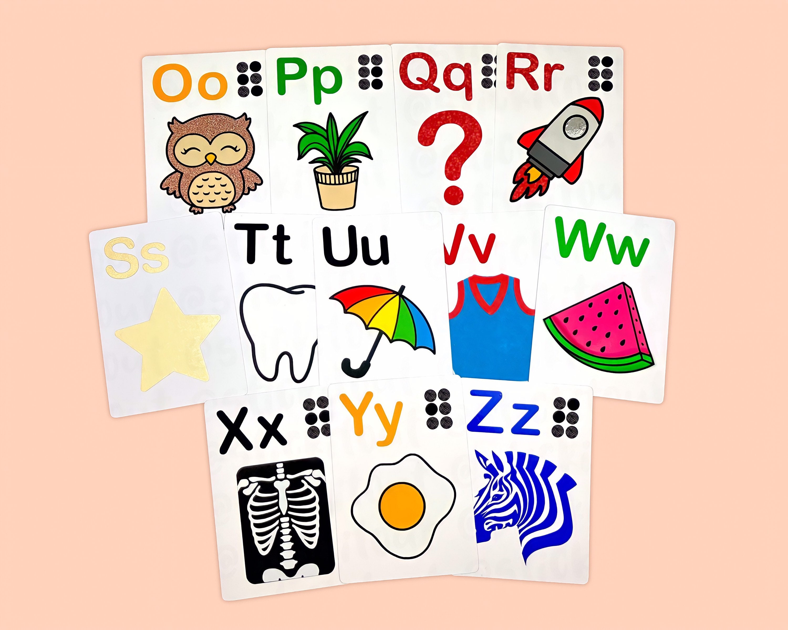 Tactile Alphabet Flashcards Educational Games Braille Gifts - Etsy