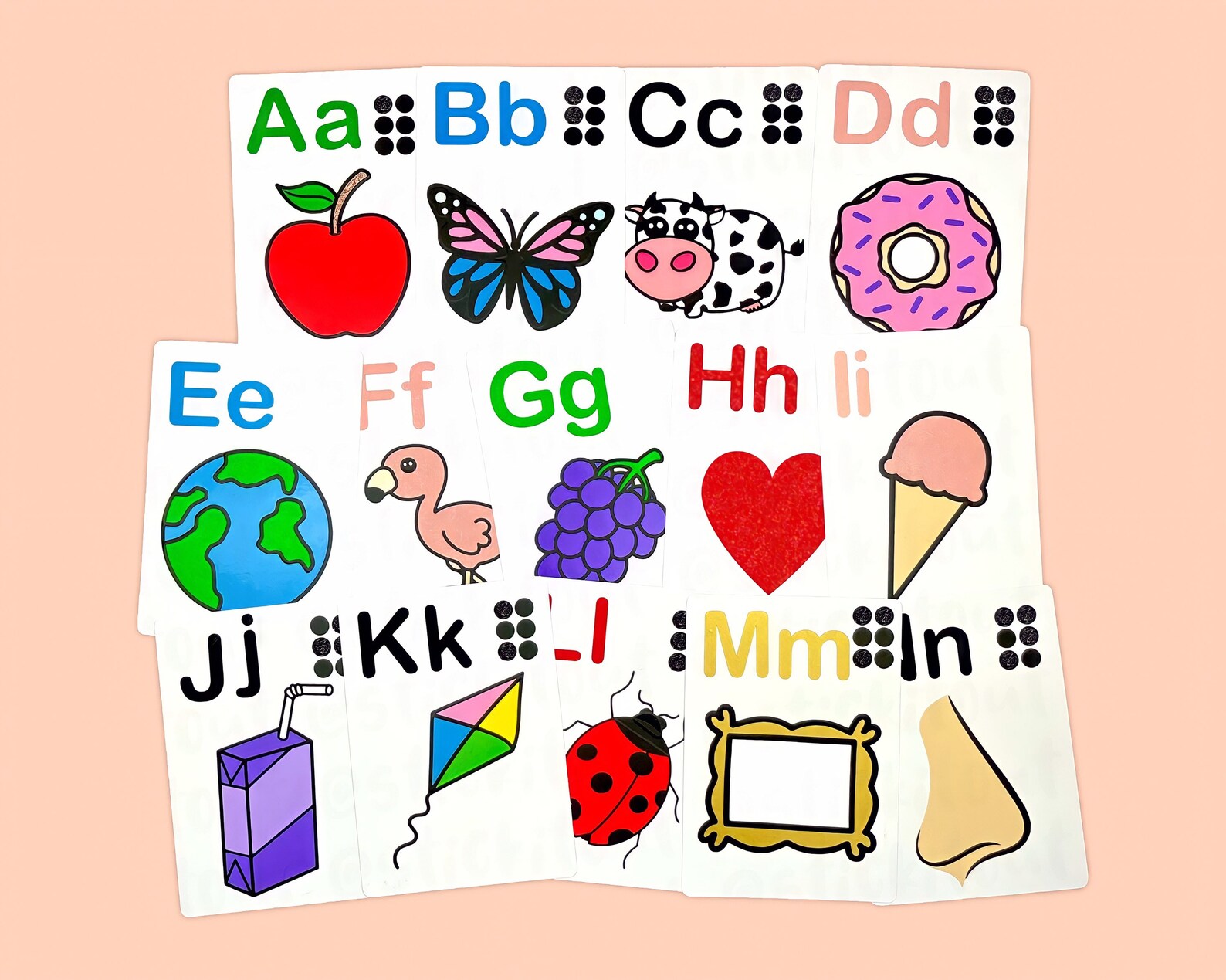 Tactile Alphabet Flashcards Educational Games Braille Gifts - Etsy