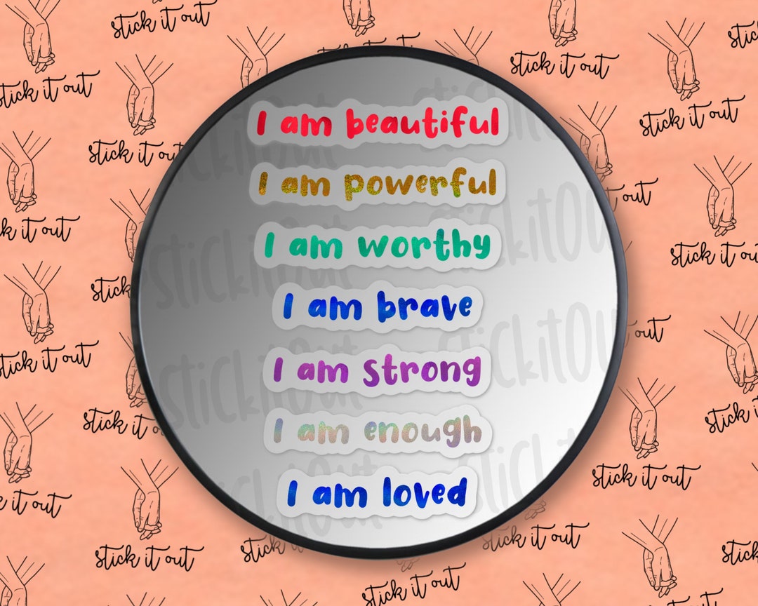 Positive Affirmation Mirror Stickers, Transparent Stickers, Self-care ...