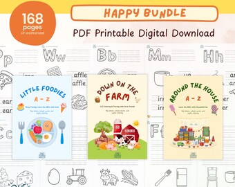 Farm A-Z Coloring Tracing Printable Pages for Preschool Kindergarten ...