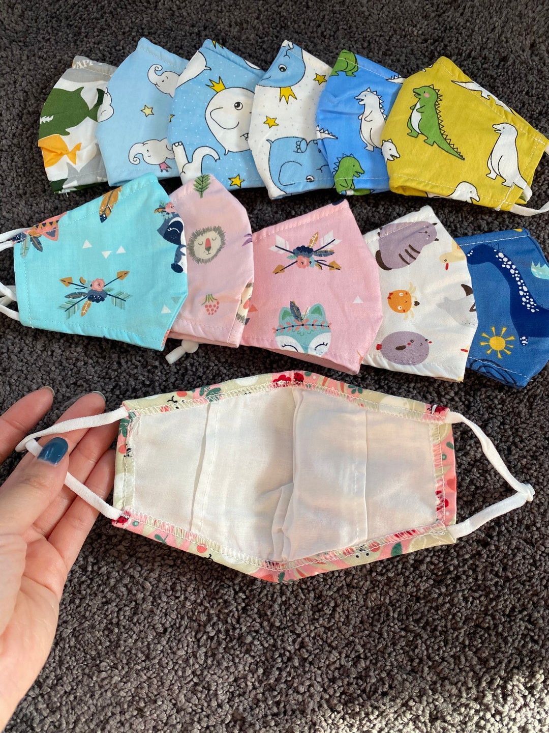 100% Cotton Cartoon Kids Face Mask Masks Adjustable Face Mask - Etsy