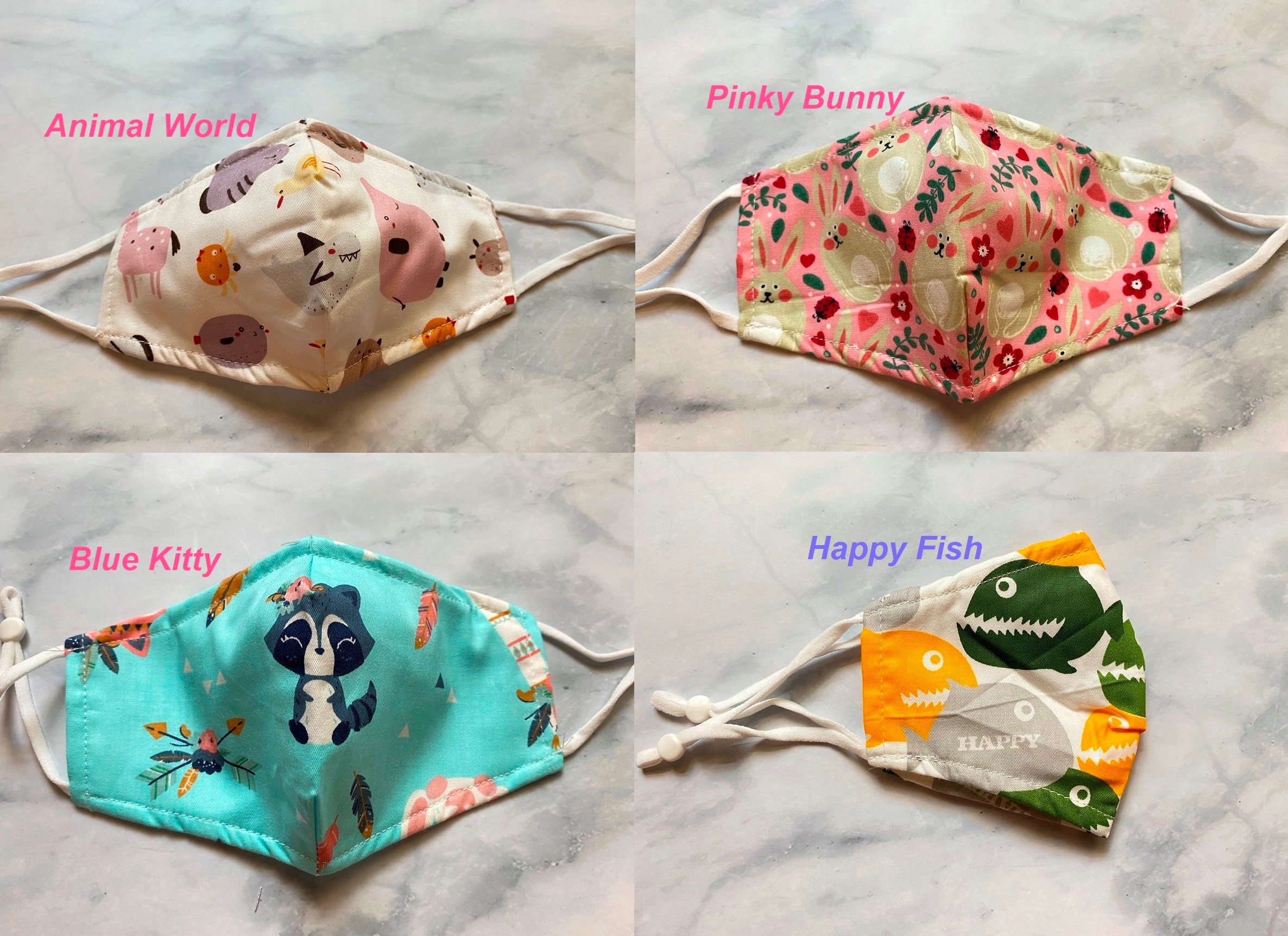 100% Cotton Cartoon Kids Face Mask Masks Adjustable Face Mask | Etsy