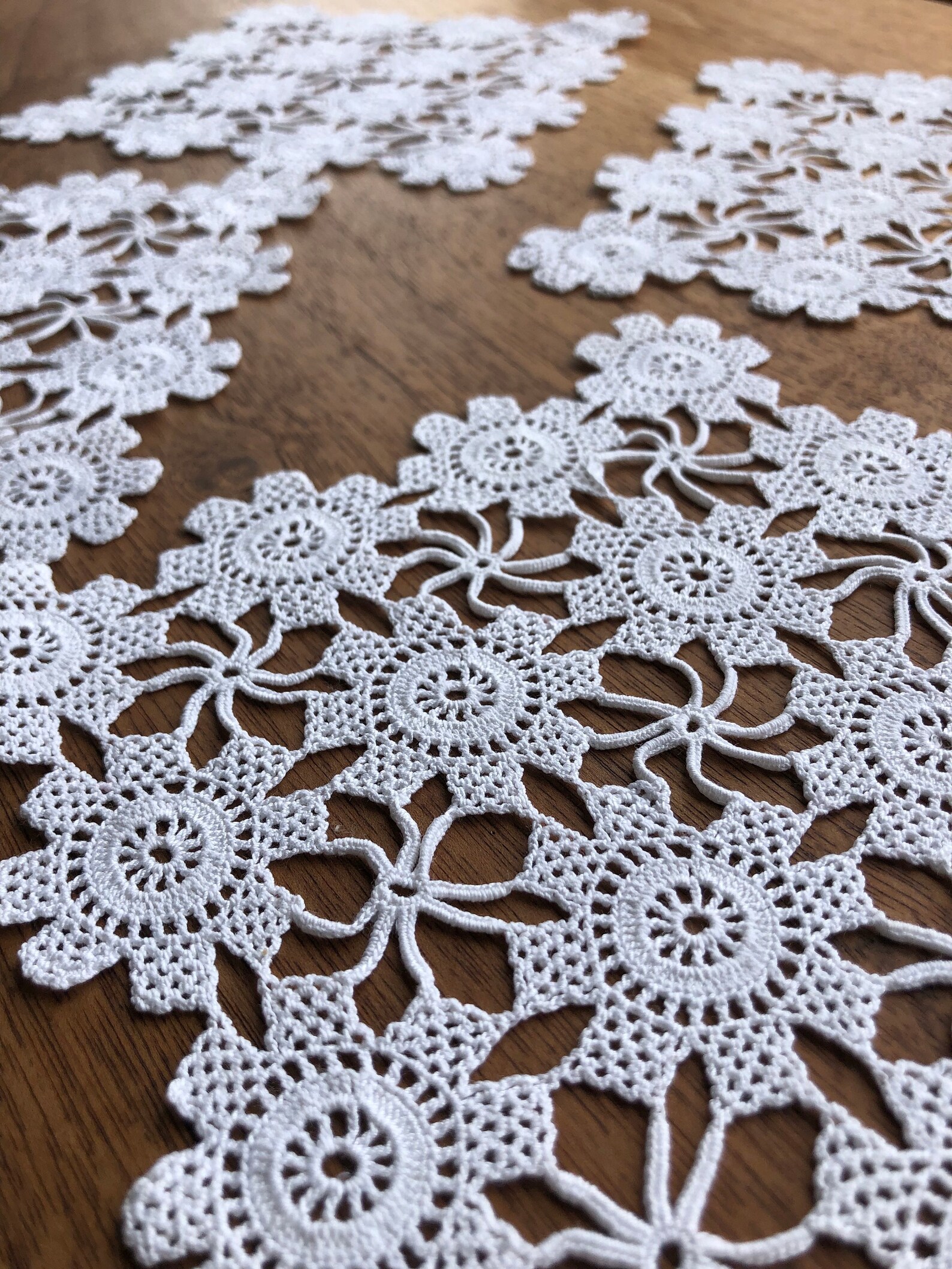 Vintage Crochet Doily Set,wedding Doilies,4 Piece Special Set,square ...