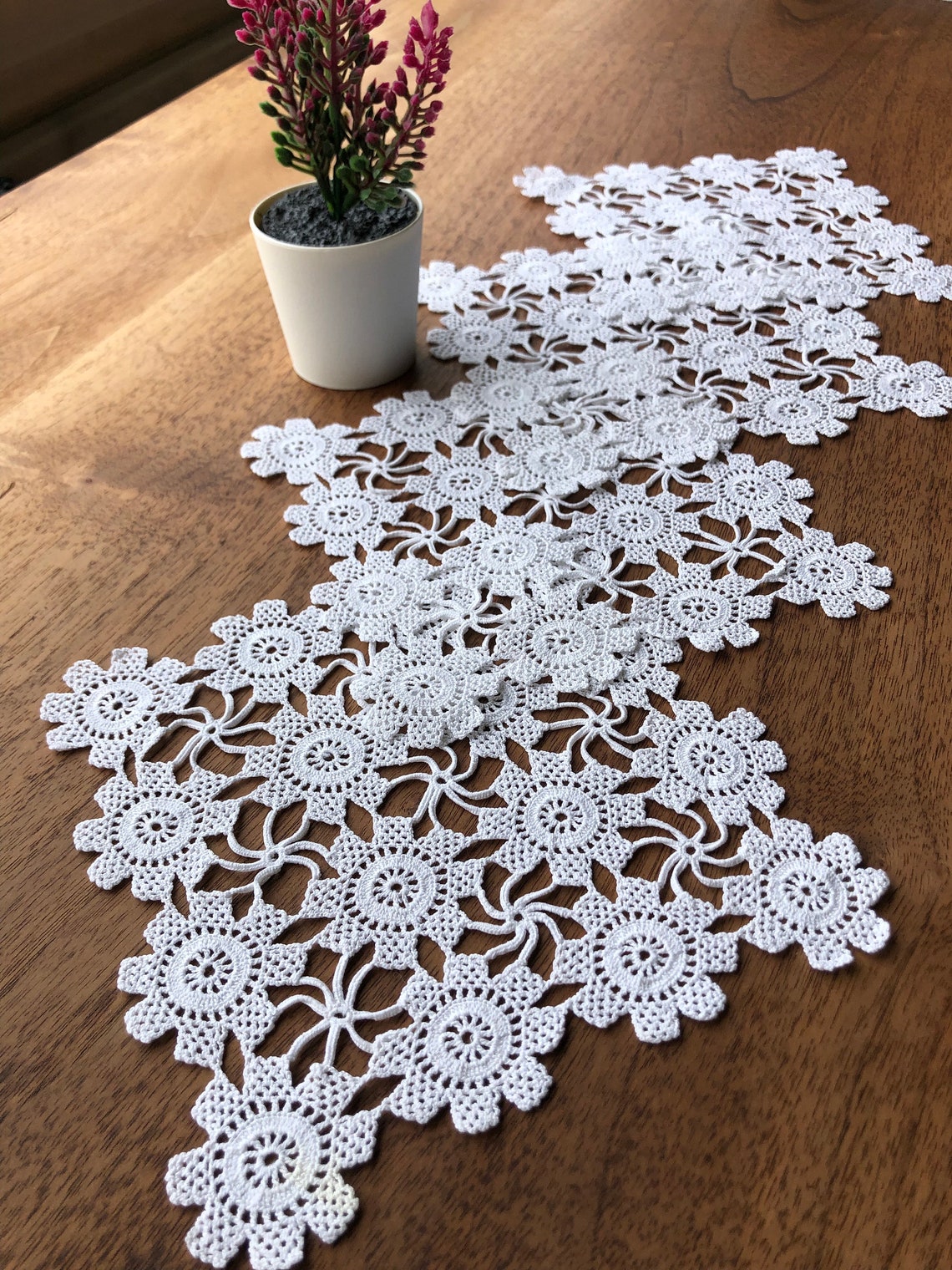 Vintage Crochet Doily Set,wedding Doilies,4 Piece Special Set,square ...