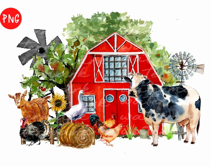 Farm Animal Png, Farm Animals Watercolor, Farmer Png, Farmer Design ...